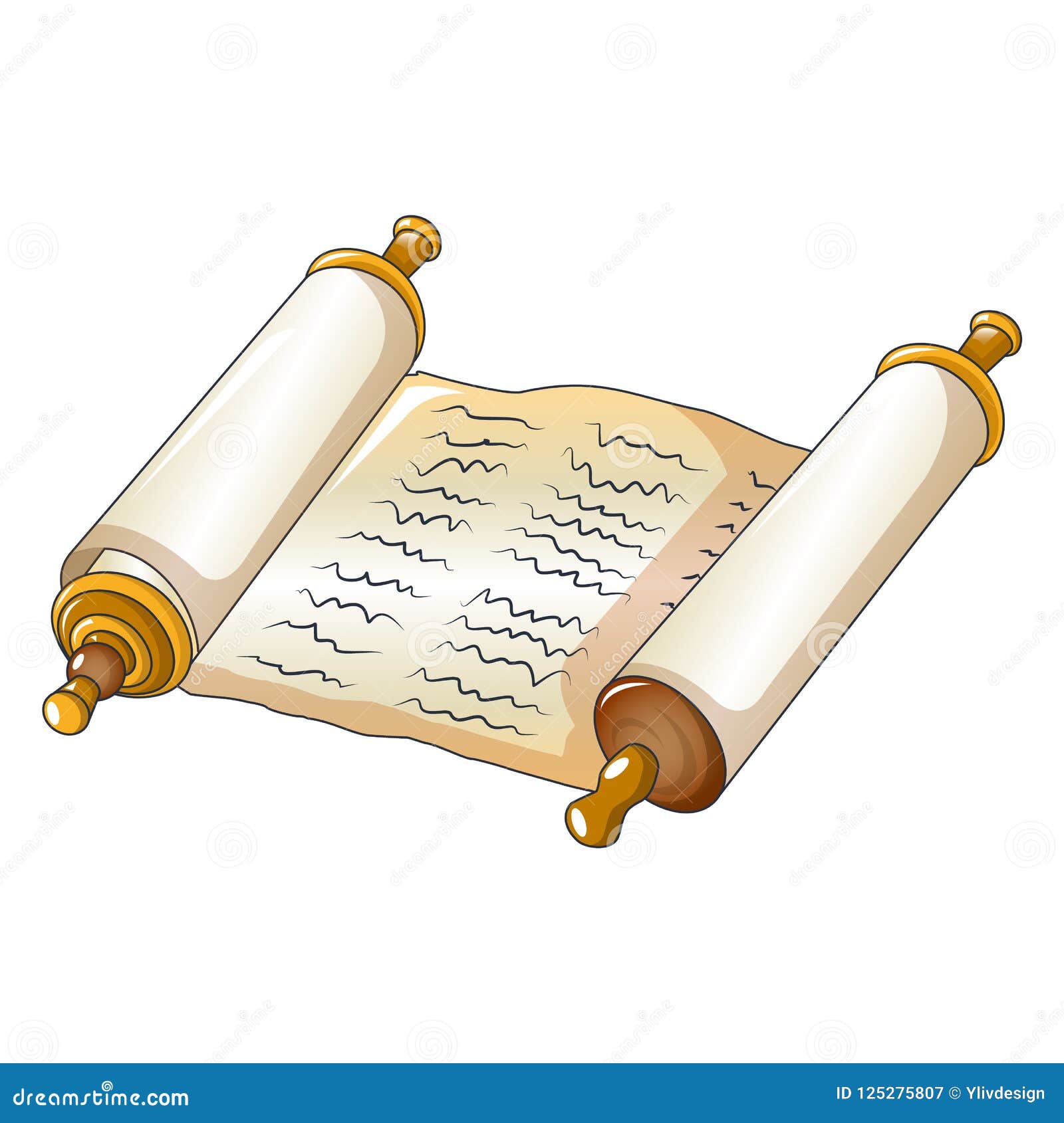 Rolled Old Papyrus File Mockup. Realistic Illustration Of Rolled Old ...