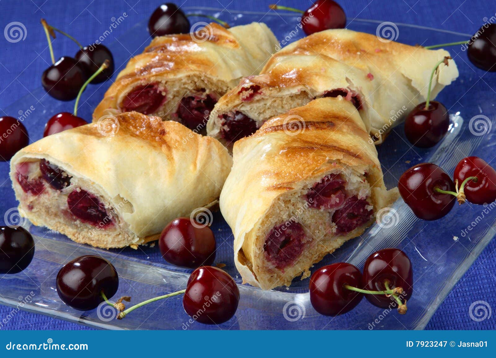 Rolled Pastry With Cherries Picture. Image: 7923247
