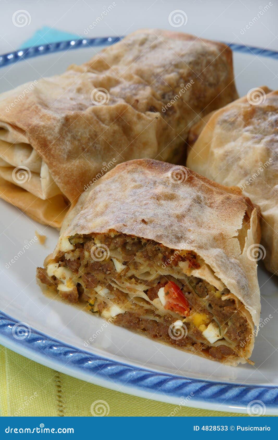 Rolled pastry with meat stock image. Image of rolled, flour - 4828533