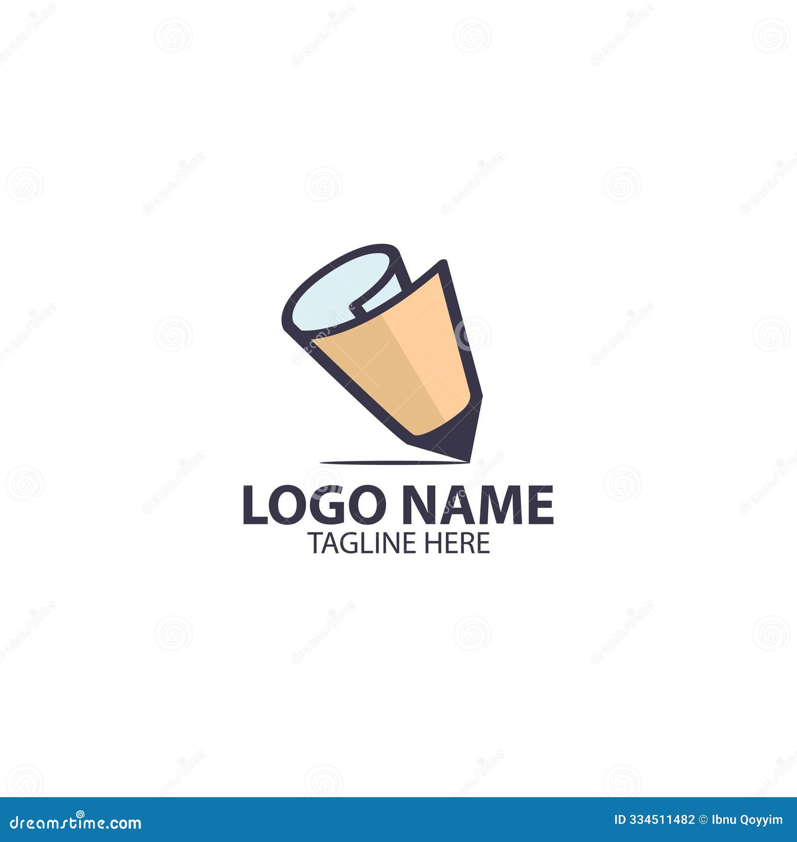 Rolled Pencil Logo Design Vector Stock Illustration - Illustration of ...