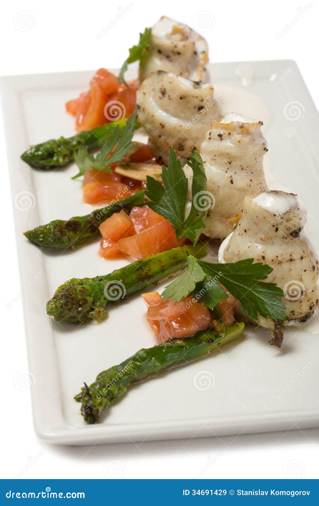 Rolled Plaice Fillet with Asparagus. Stock Image - Image of seafish ...