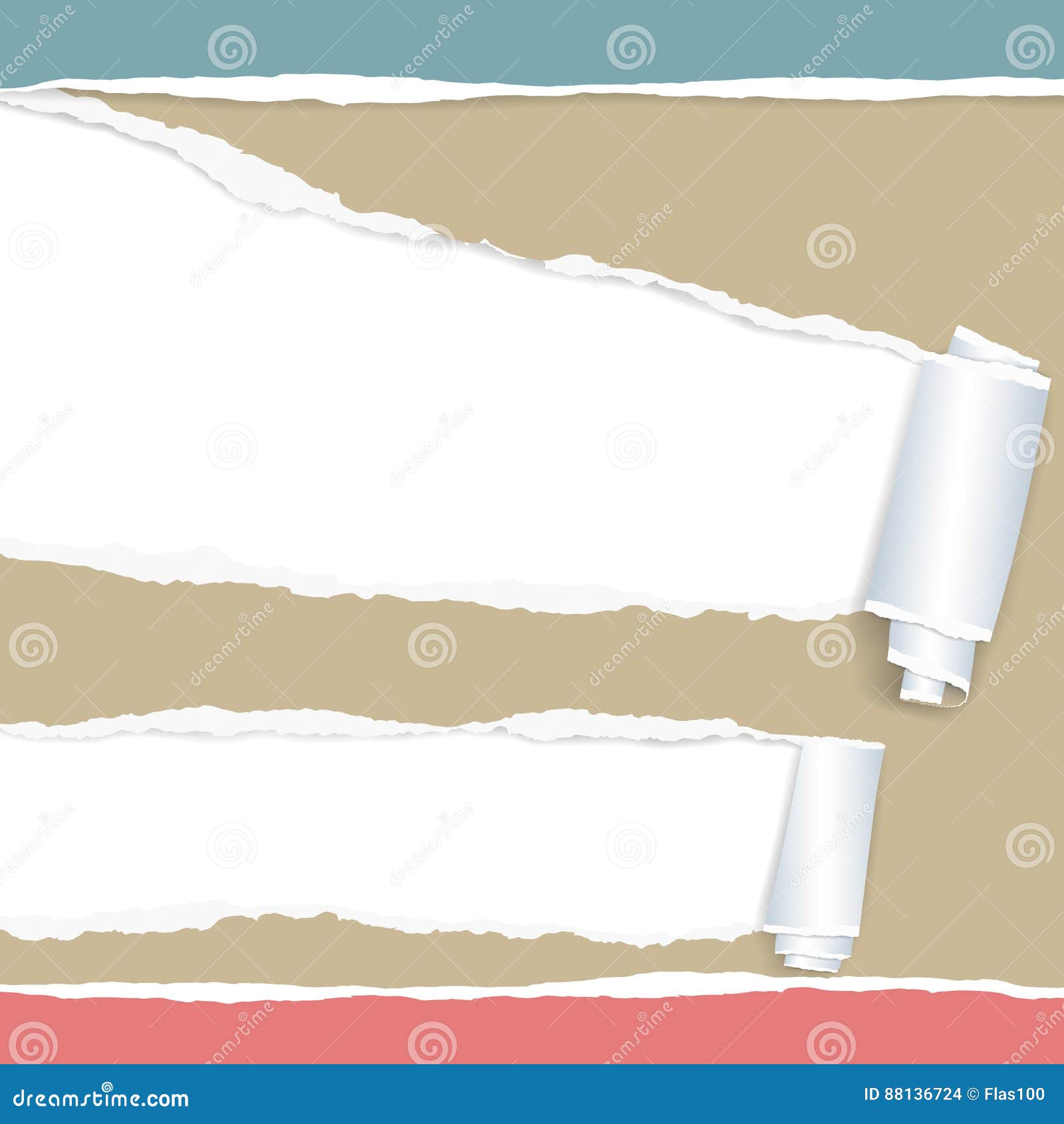 Rolled And Ripped Brown Notebook Sheet, Torn Paper On Top And Bottom ...