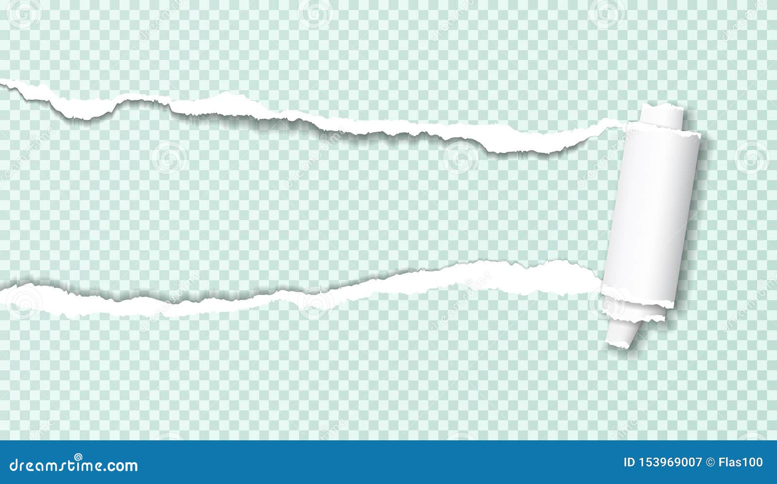 Rolled and Ripped Green Squared Notebook Paper. Background for Text or ...