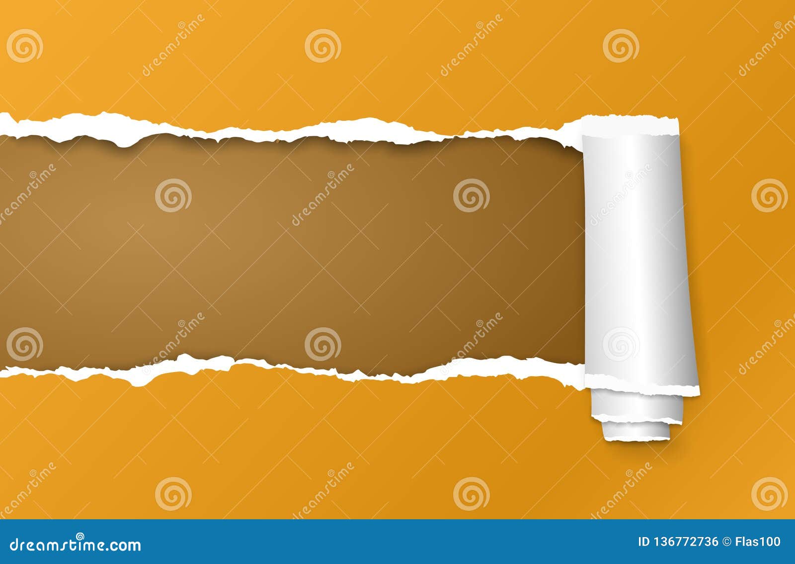 Orn Ripped Orange Paper Illustration. Single Claw Hole In Paper Sheet ...