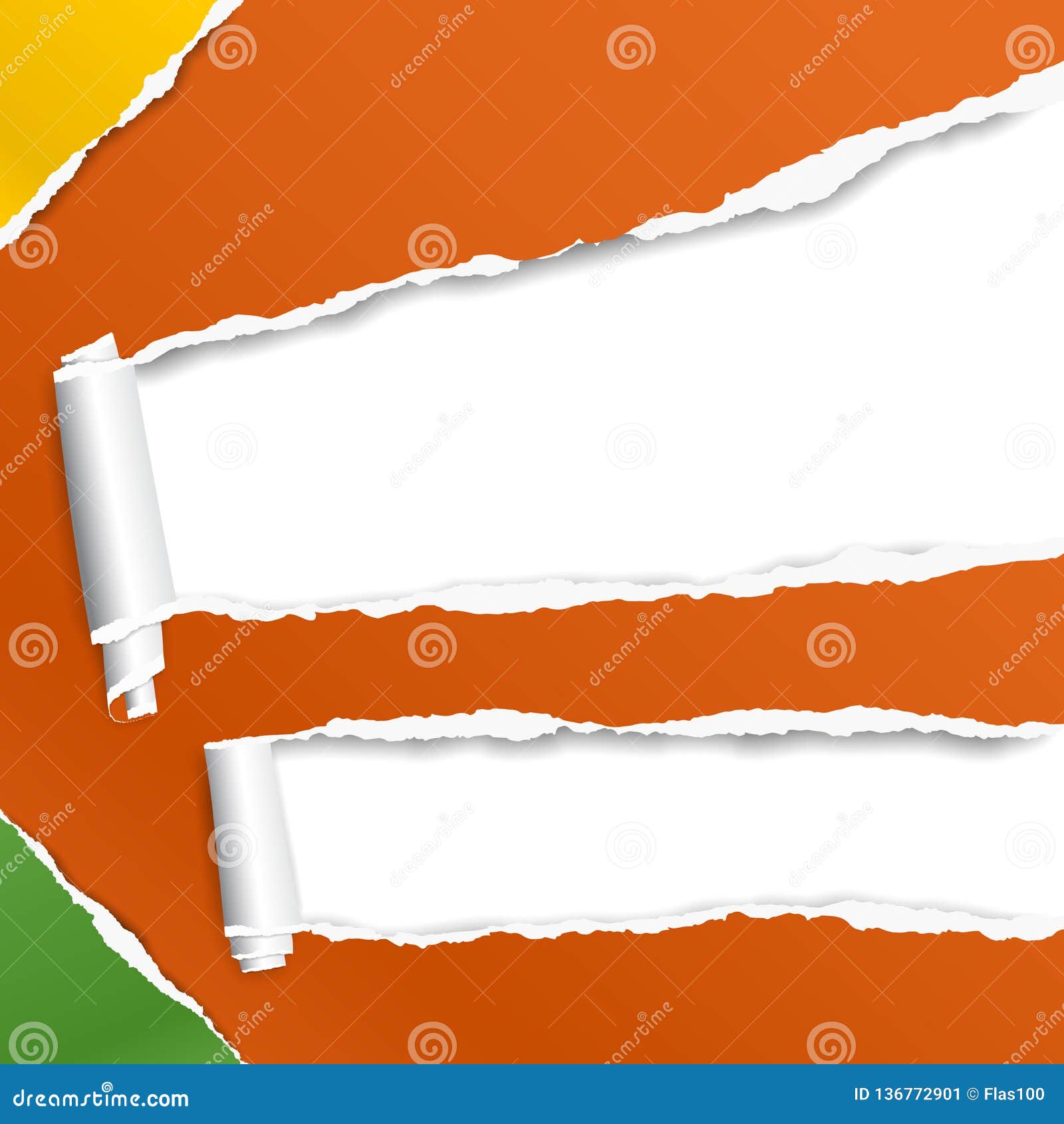 Orn Ripped Orange Paper Illustration. Single Claw Hole In Paper Sheet ...