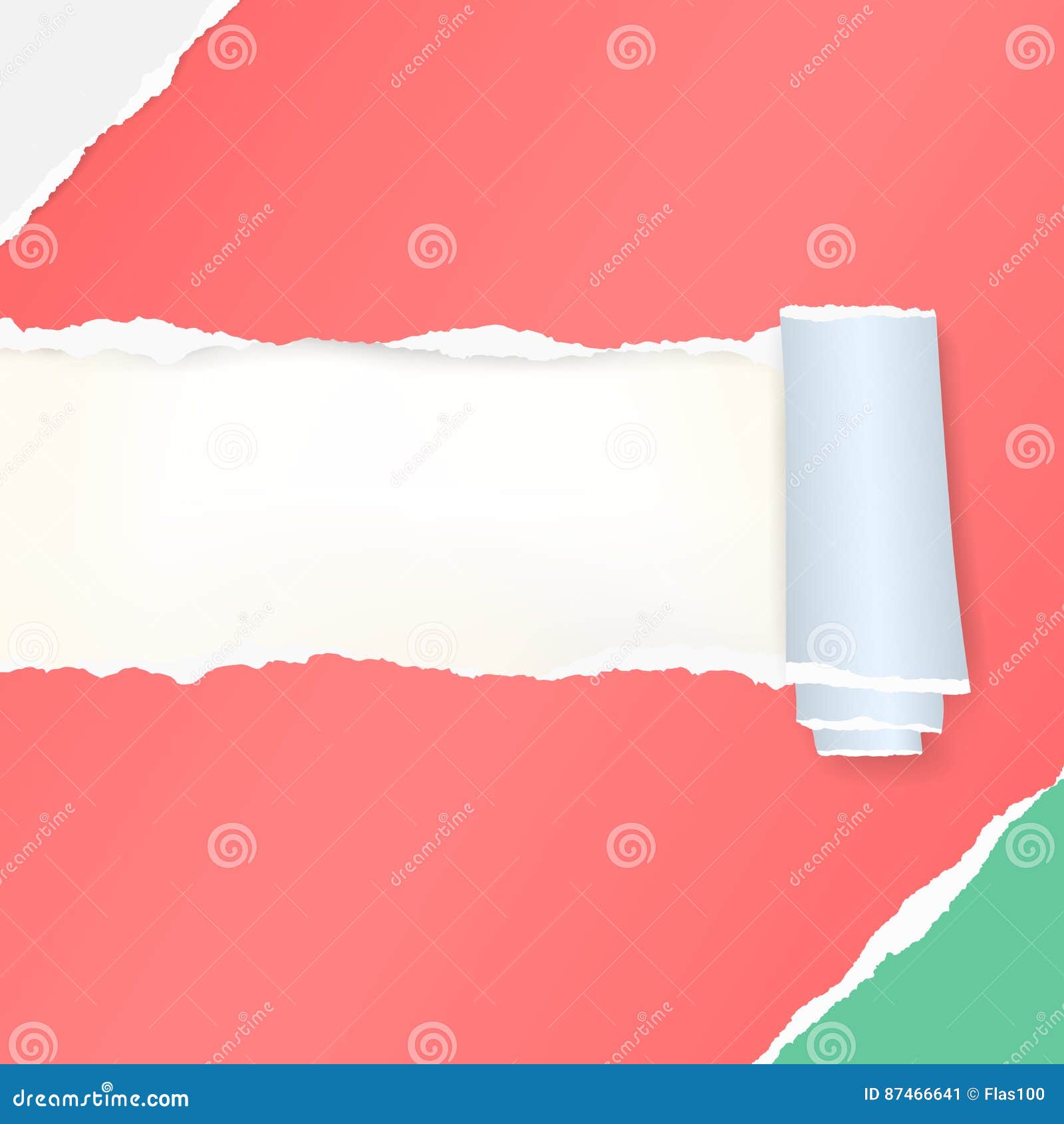 Rolled And Ripped Blue Notebook Sheet, Torn Paper In Corners Cartoon ...