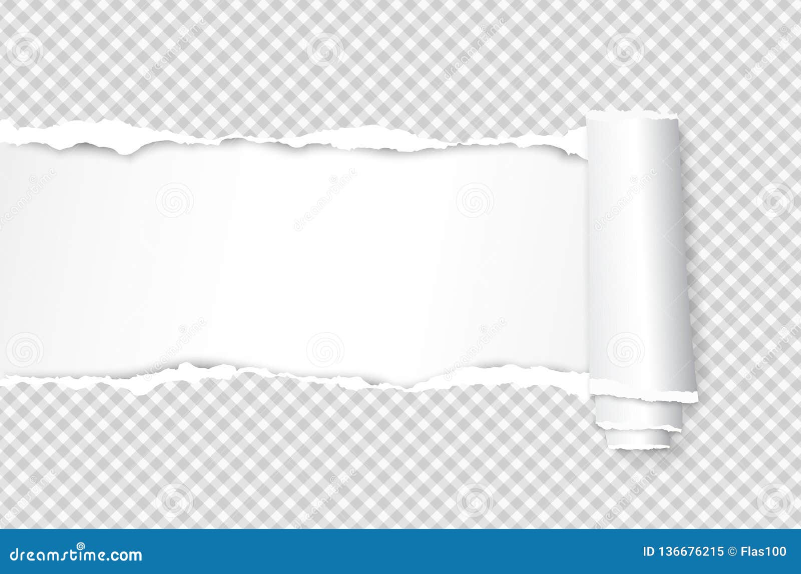 Rolled and Ripped Squared White Notebook Paper Sheet for Text. Vector ... Rolled and Ripped Squared White Notebook Paper Sheet for Text. Vector ...