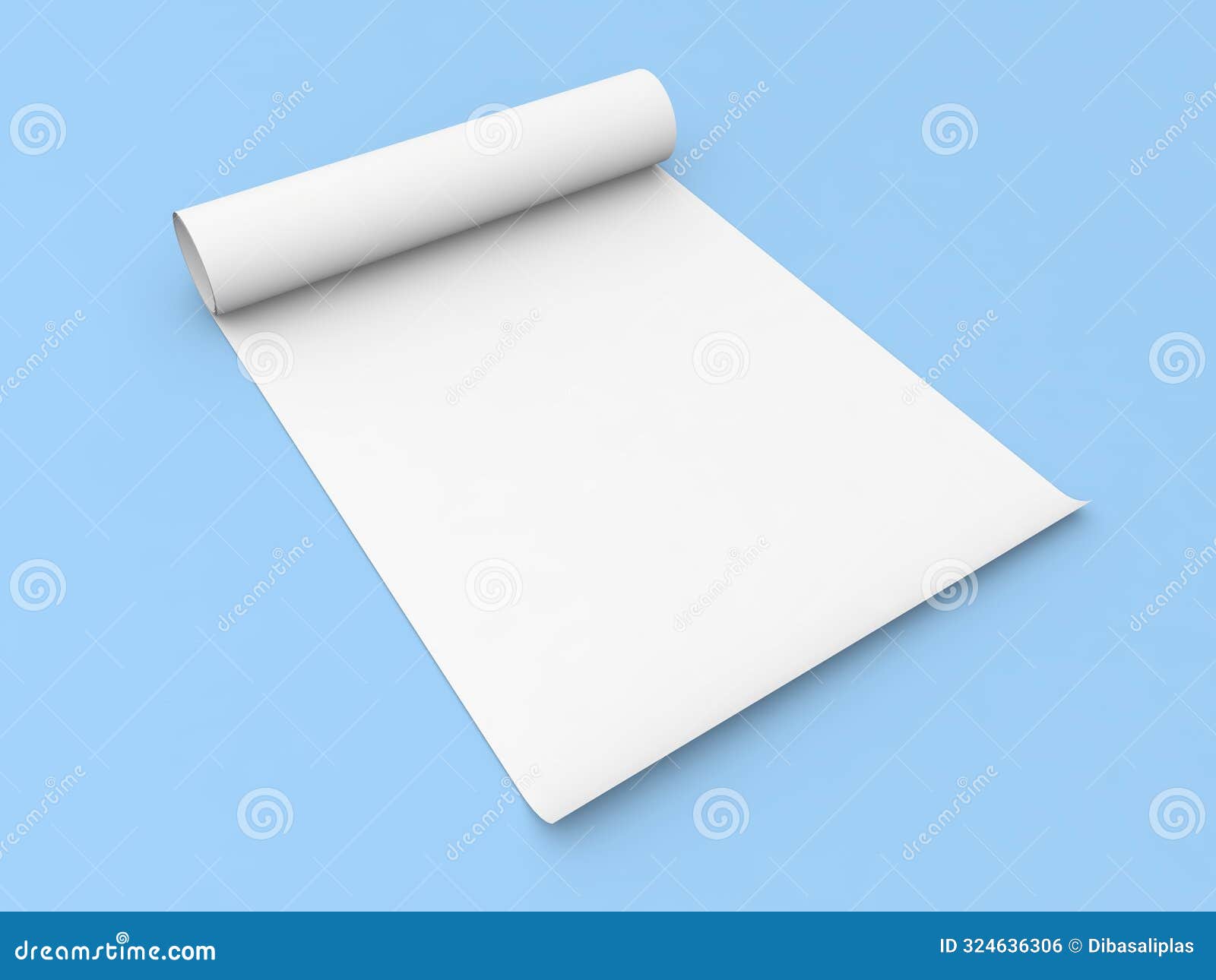 Rolled Up Roll Of White Paper A4 Size On A Gray Background. Royalty ...