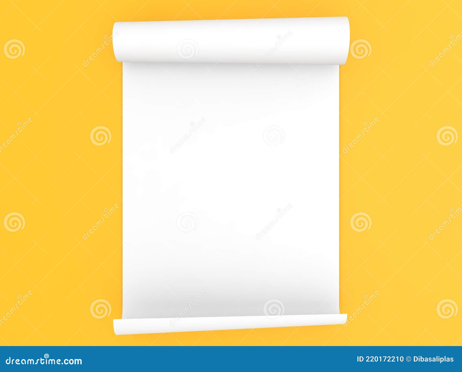 Rolled Roll of A4 Paper on a Yellow Background. Stock Illustration ...