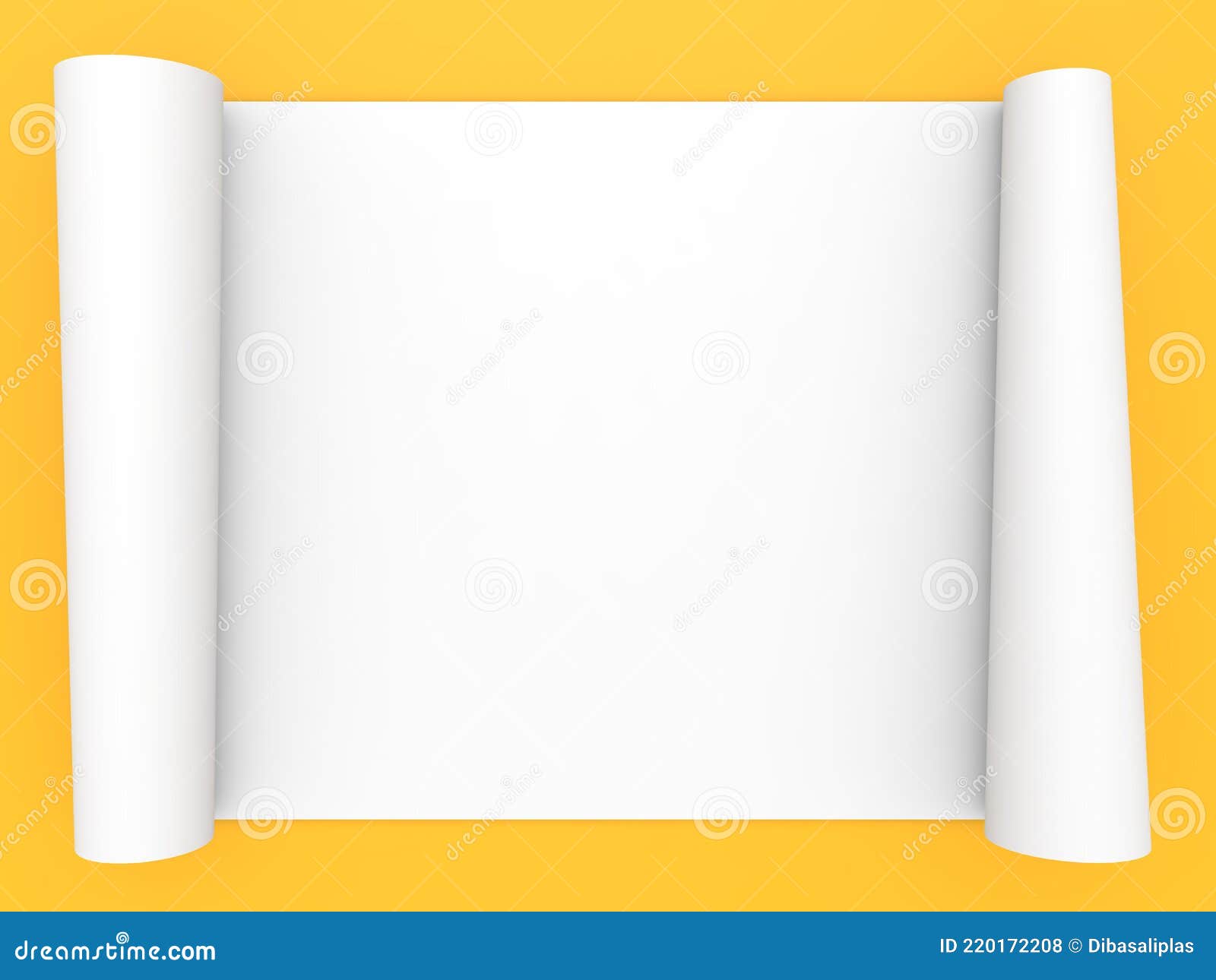 Rolled Roll Of A4 Paper On A Yellow Background. Royalty-Free Cartoon ...