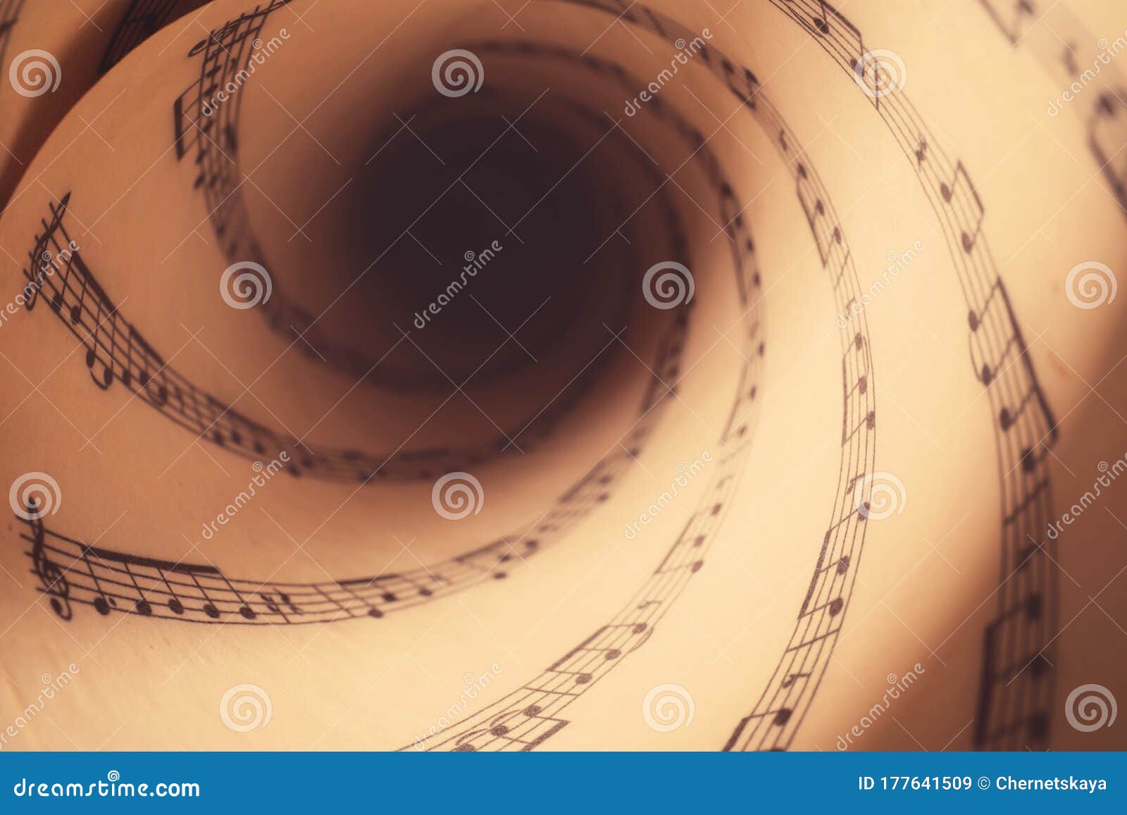 Rolled Sheet with Music Notes As Background Stock Image - Image of ...