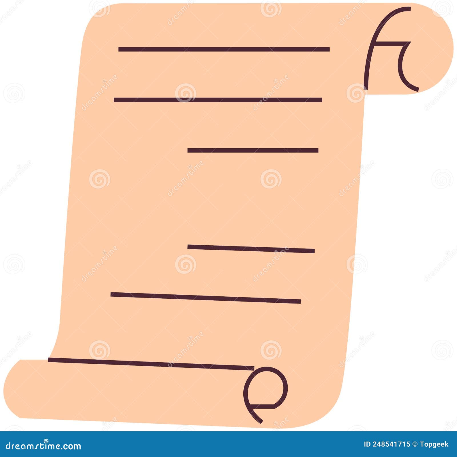 Rolled Sheet of Paper for Writing Notes. Antique Parchment or Papyrus ...