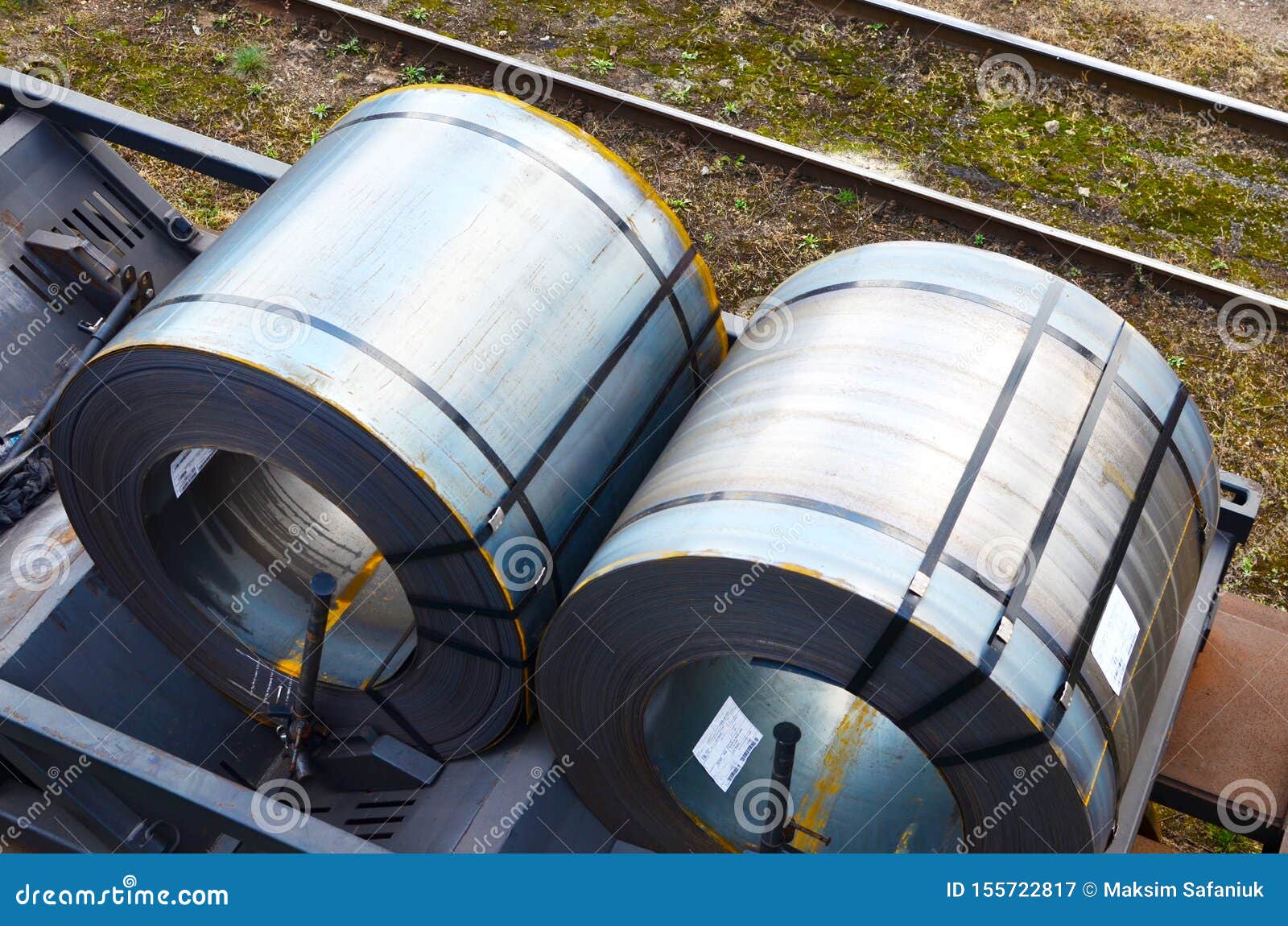 Rolled Steel Coil on on a Freight Train Stock Image - Image of iron ...