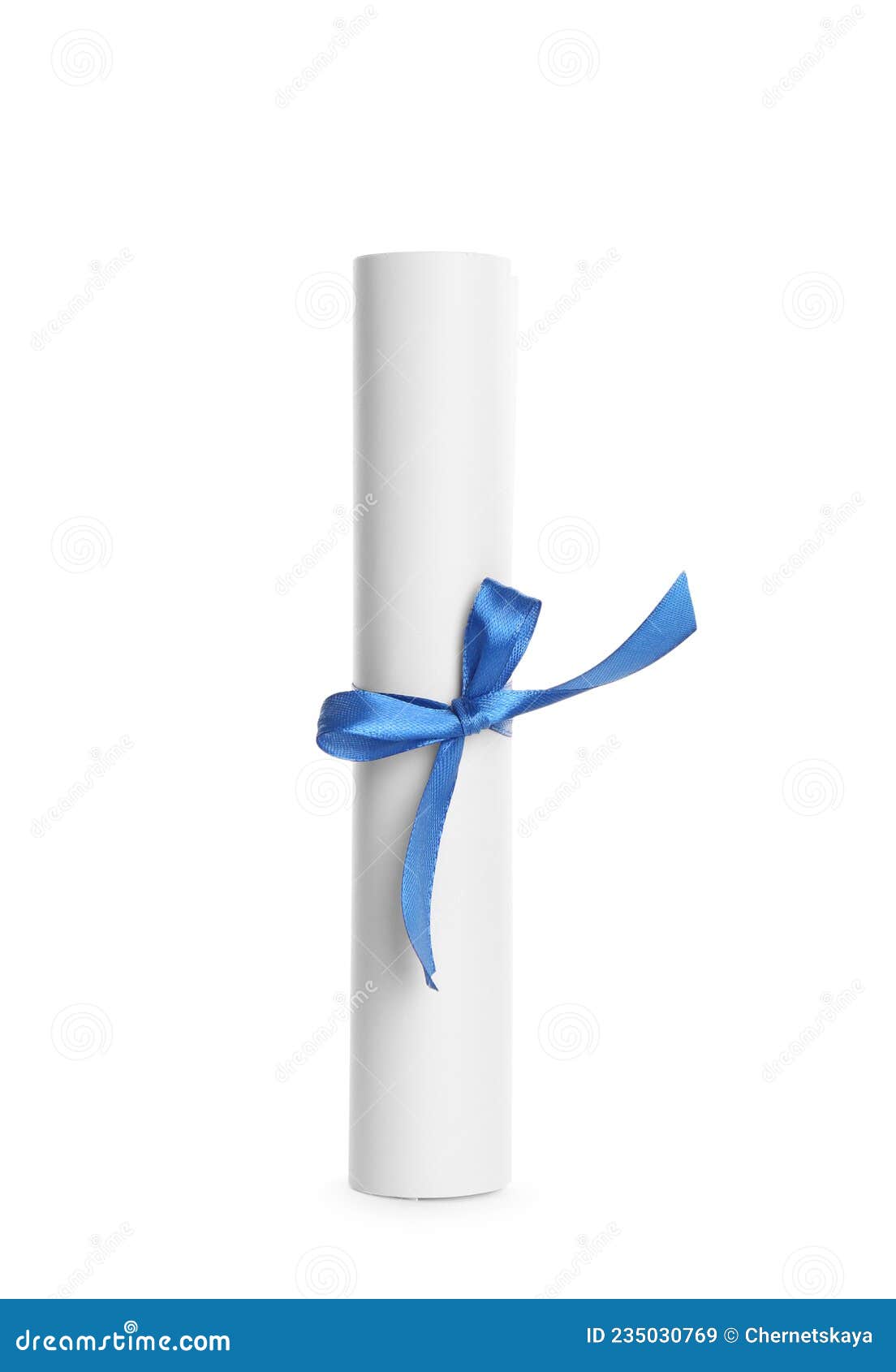 Rolled Diploma Blue Ribbon