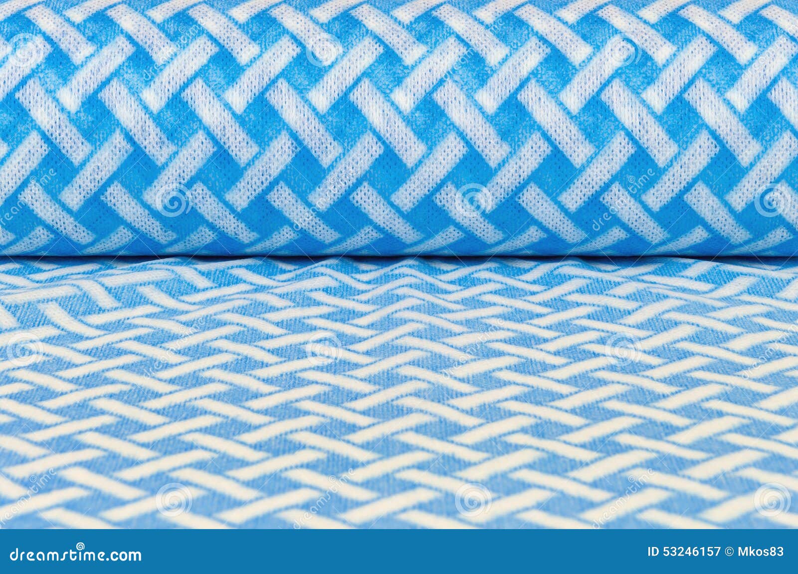 Rolled Textile with Blue and White Pattern Stock Image - Image of ...
