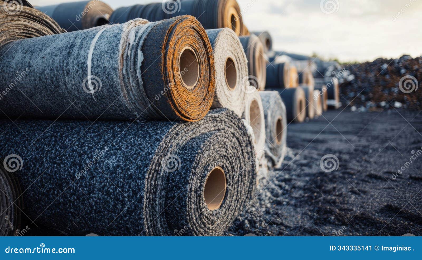Rolled Up Black Roofing Material in a Pile Stock Illustration ...
