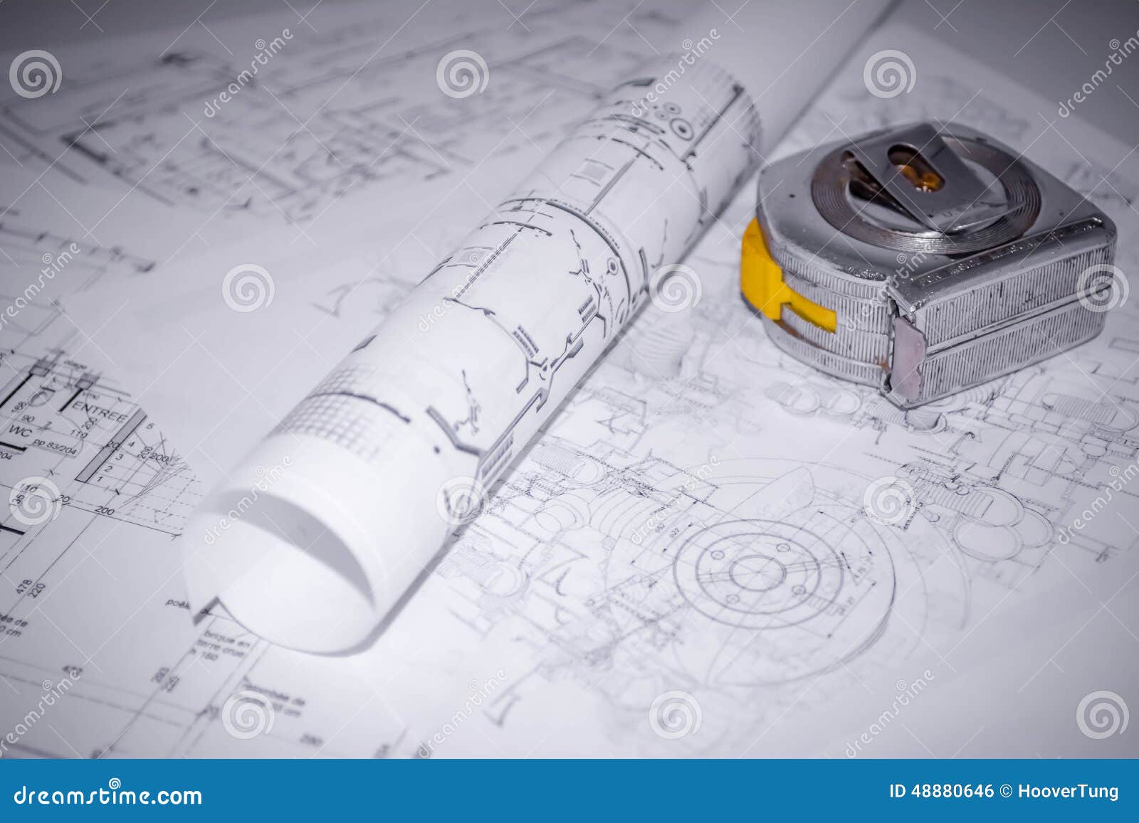 Rolled up Blueprint B2 stock photo. Image of frame, improvement - 48880646