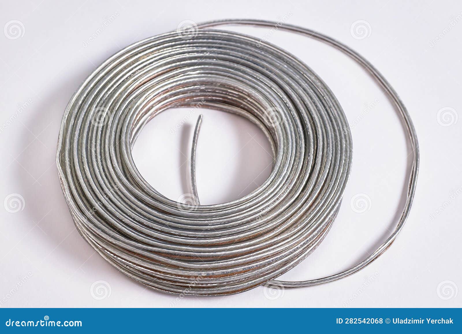 The Rolled-up Gray Cable is a Close-up. Abstract Technological Texture ...