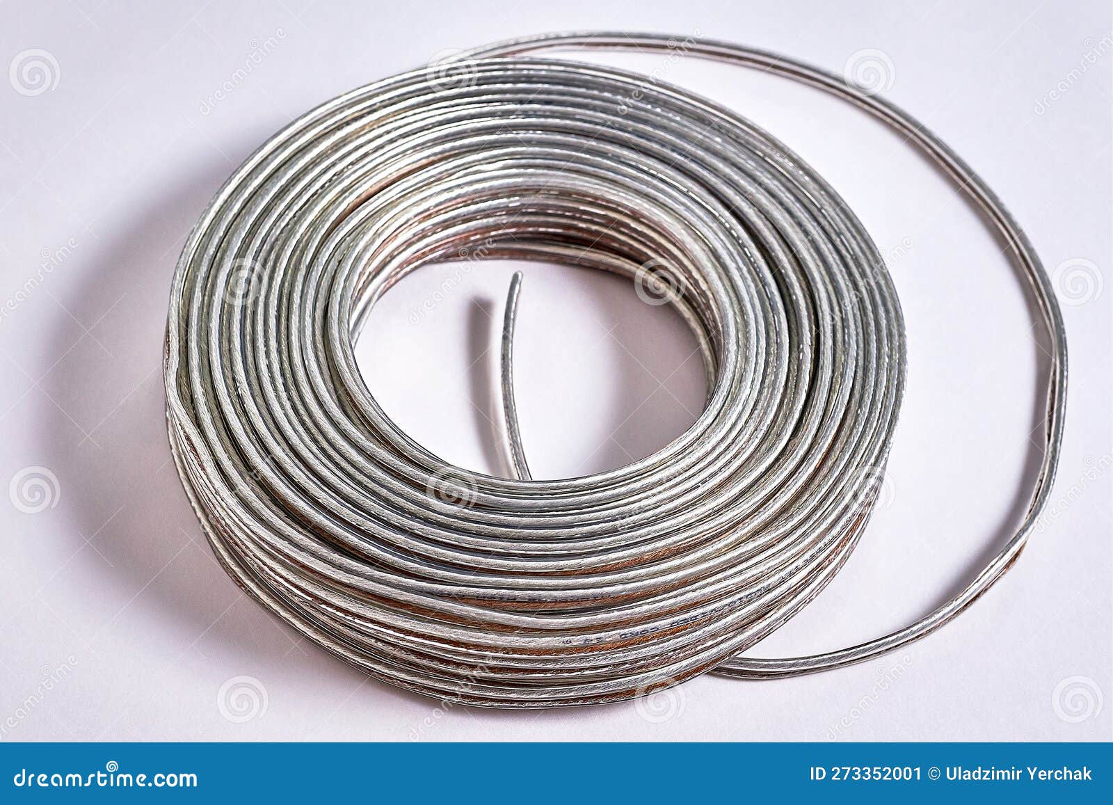 The Rolled-up Gray Cable is Shown in Close-up. Abstract Technological ...