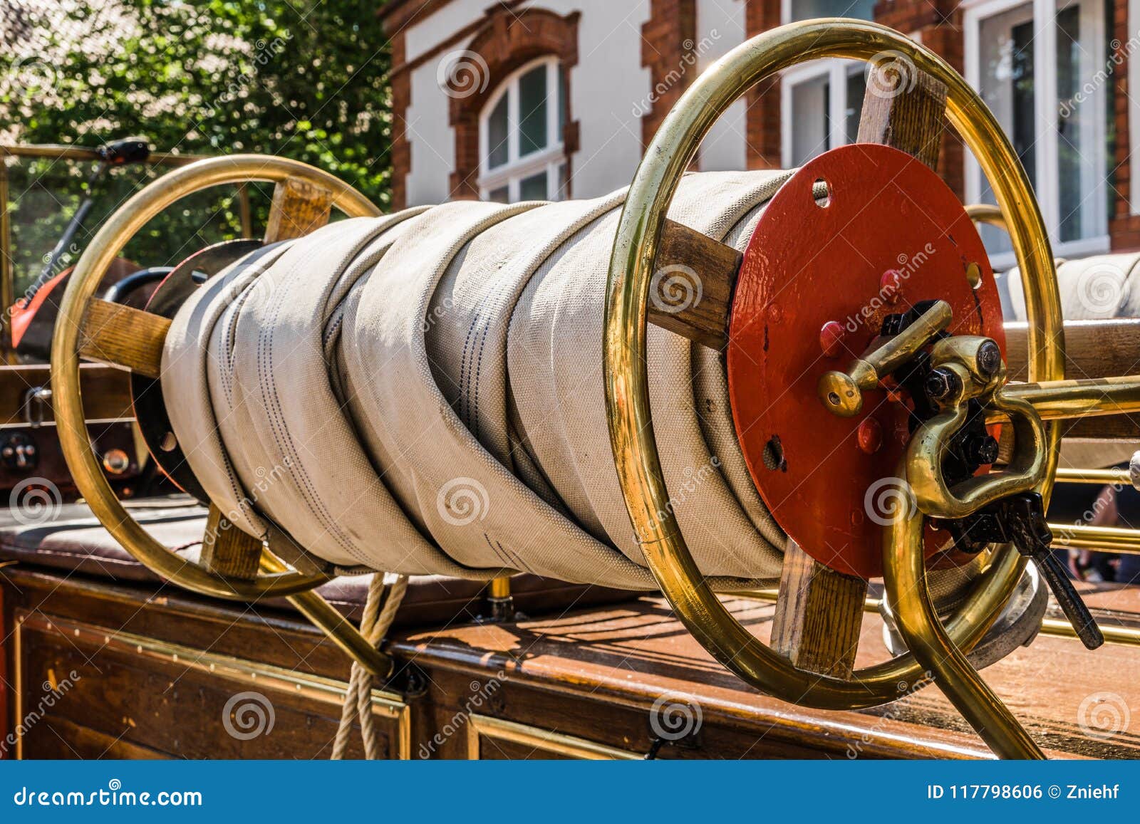 Rolled Up Hose of a Historical Fire Engine of the Fire Brigade at an ...