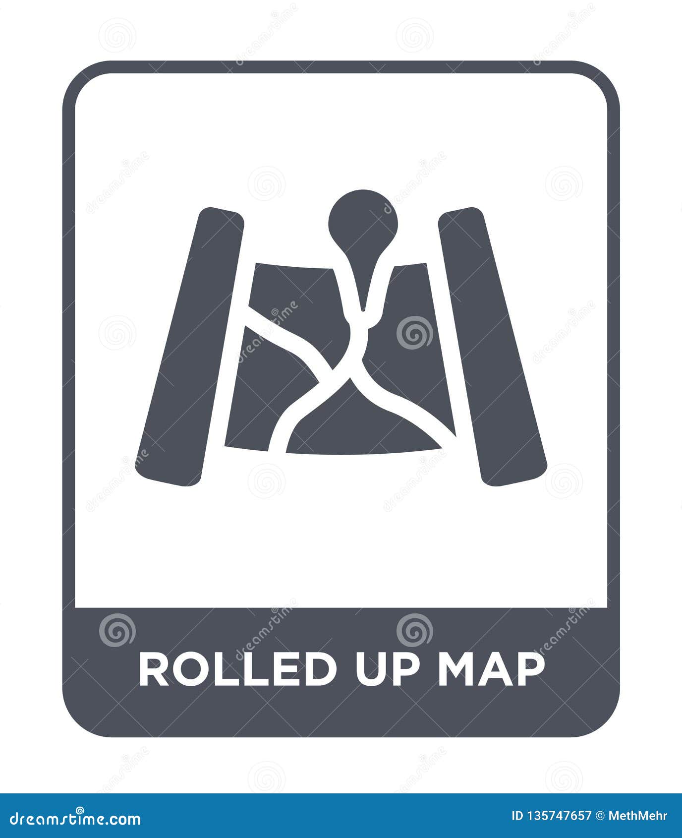 Rolled Up Map Icon in Trendy Design Style. Rolled Up Map Icon Isolated ...