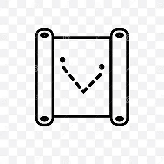 Rolled Up Map Vector Linear Icon Isolated on Transparent Background ...