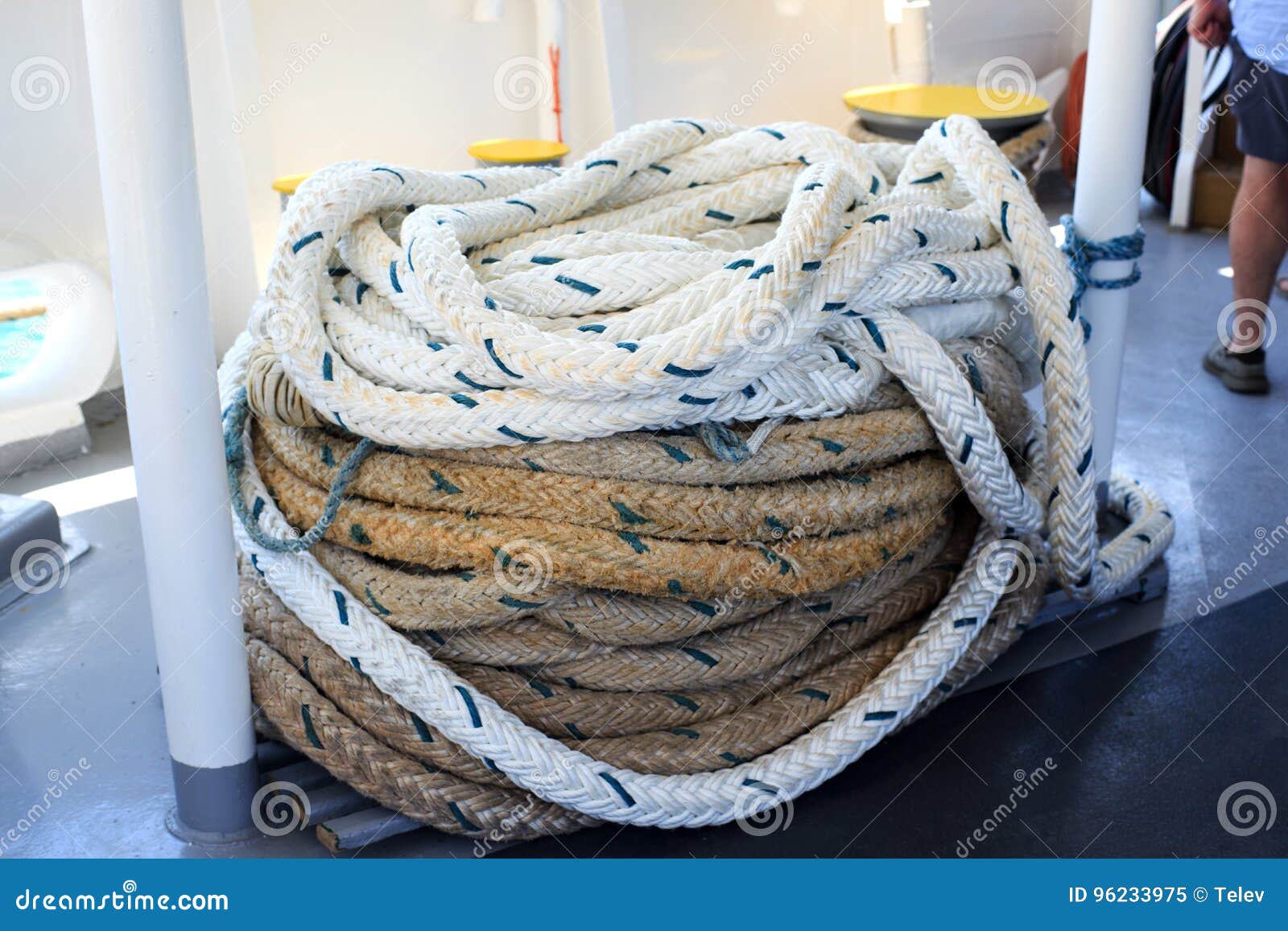 Rolled up mooring rope stock image. Image of dock, ship - 96233975