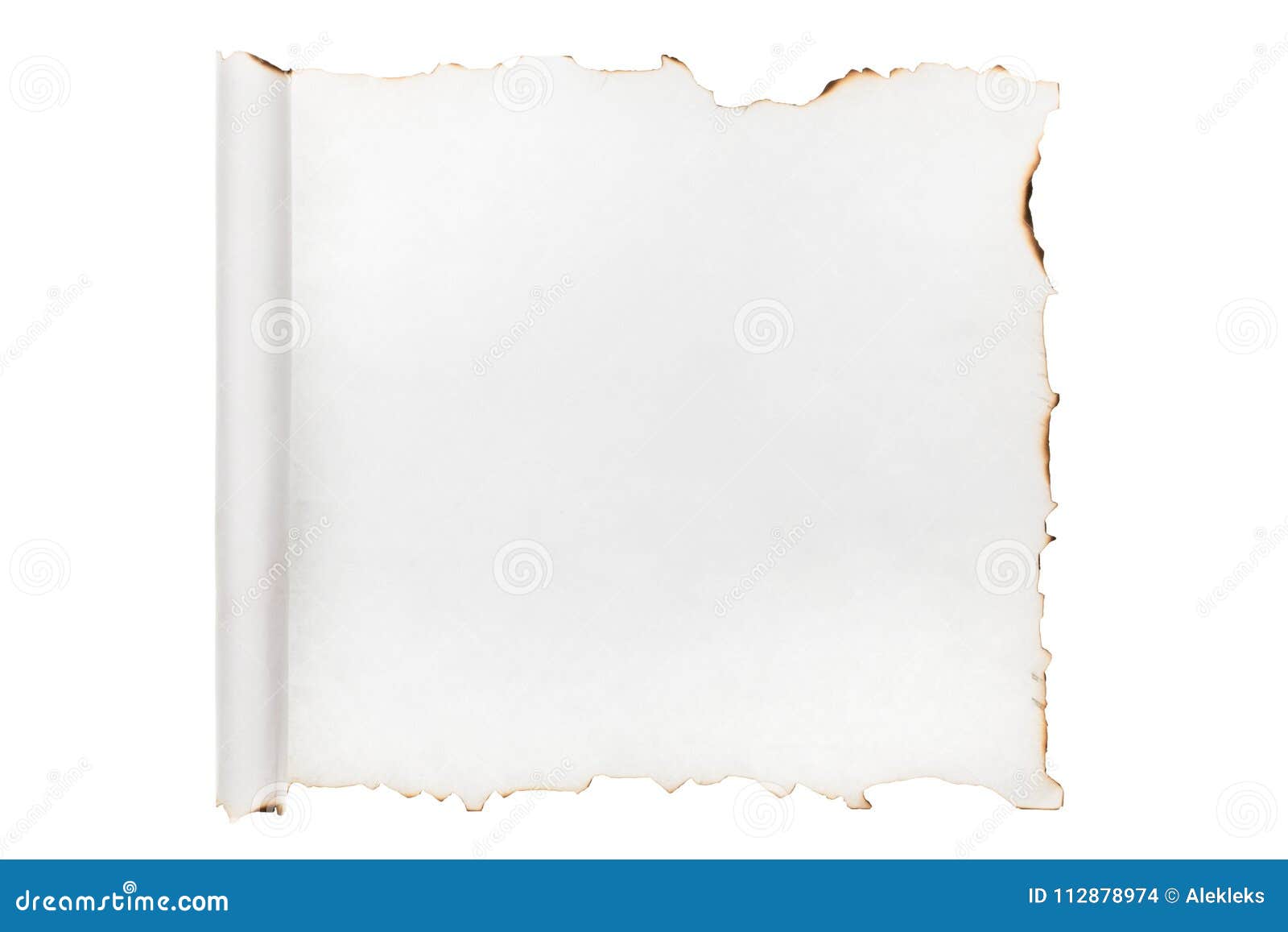 Rolled-up Piece of Paper with the Scorched Edges. Isolated Stock Photo ... Rolled-up Piece of Paper with the Scorched Edges. Isolated Stock Photo ...