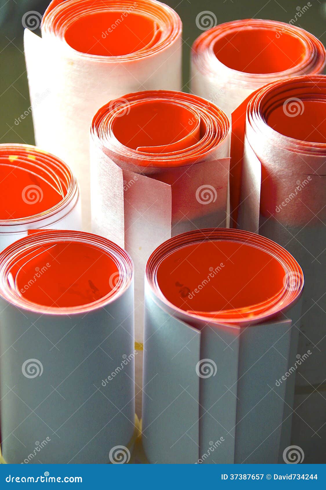Rolled up red sheets stock image. Image of blank, office - 37387657