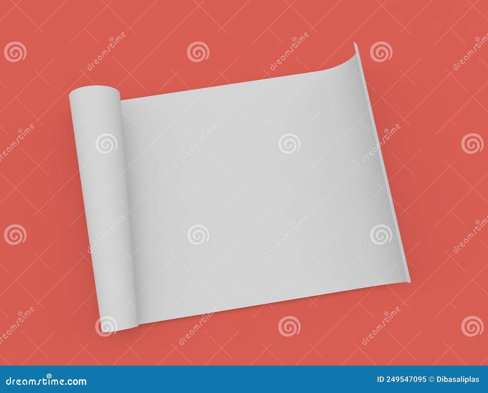 Rolled Up Roll Of White Paper A4 Size On A Red Background. Royalty-Free ...