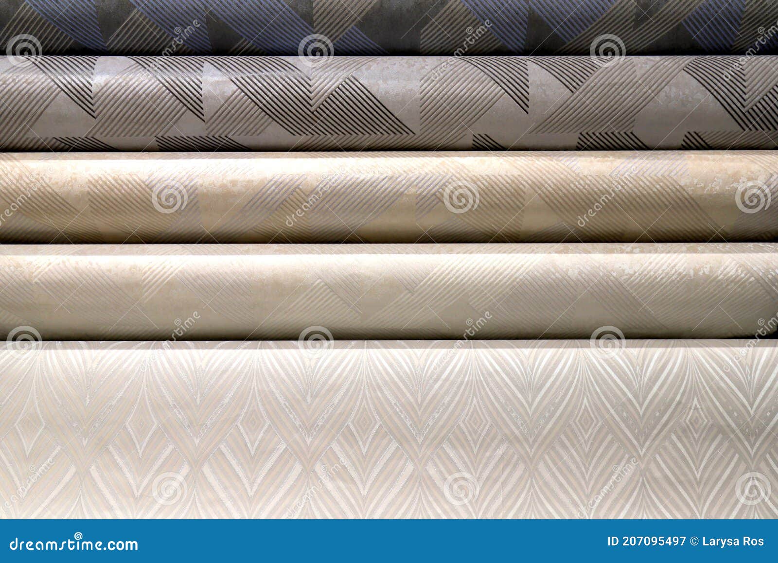 Rolled Up Rolls of Vinyl Wallpaper. Different Textures and Colors, As ...