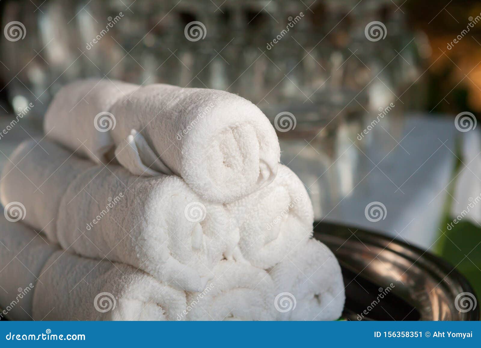 Rolled Up White Beach Towel Stock Image - Image of relax, face: 156358351