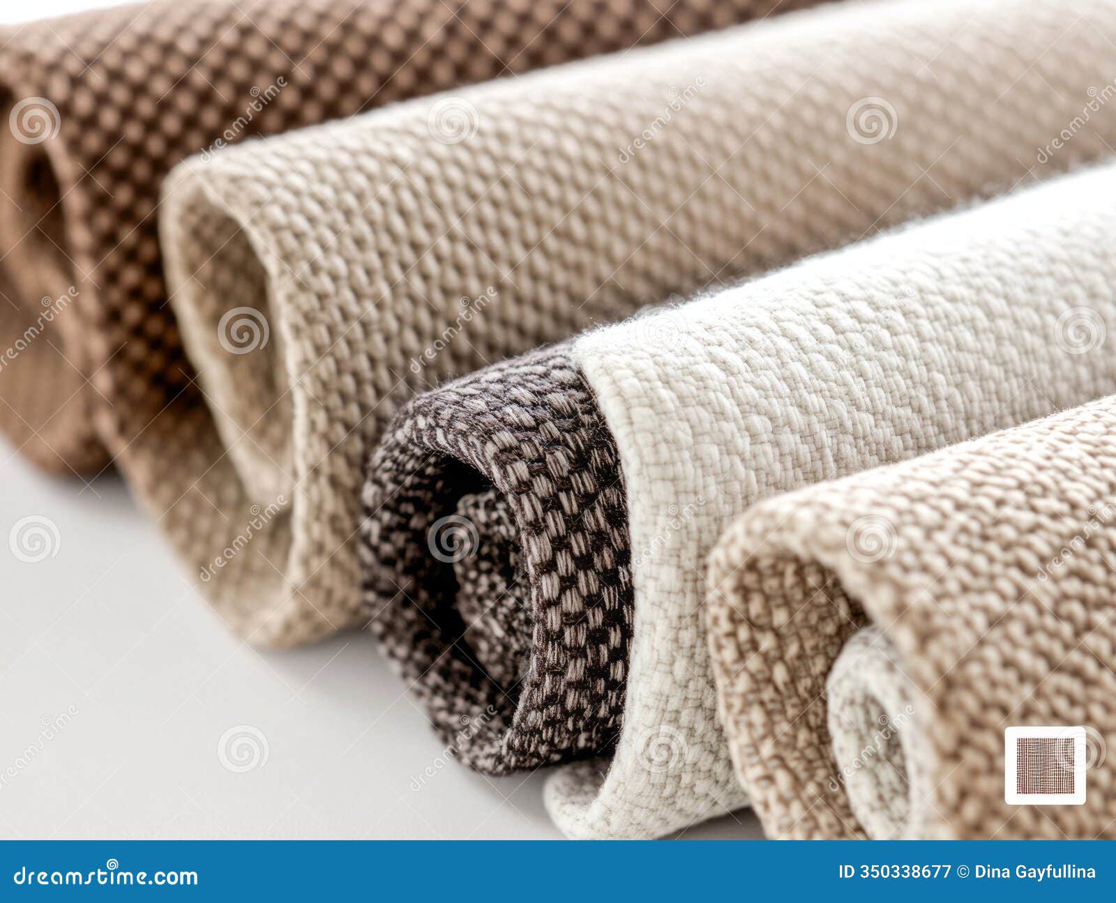 Rolled Upholstery Fabric Samples Showing Different Neutral Colors Stock ...