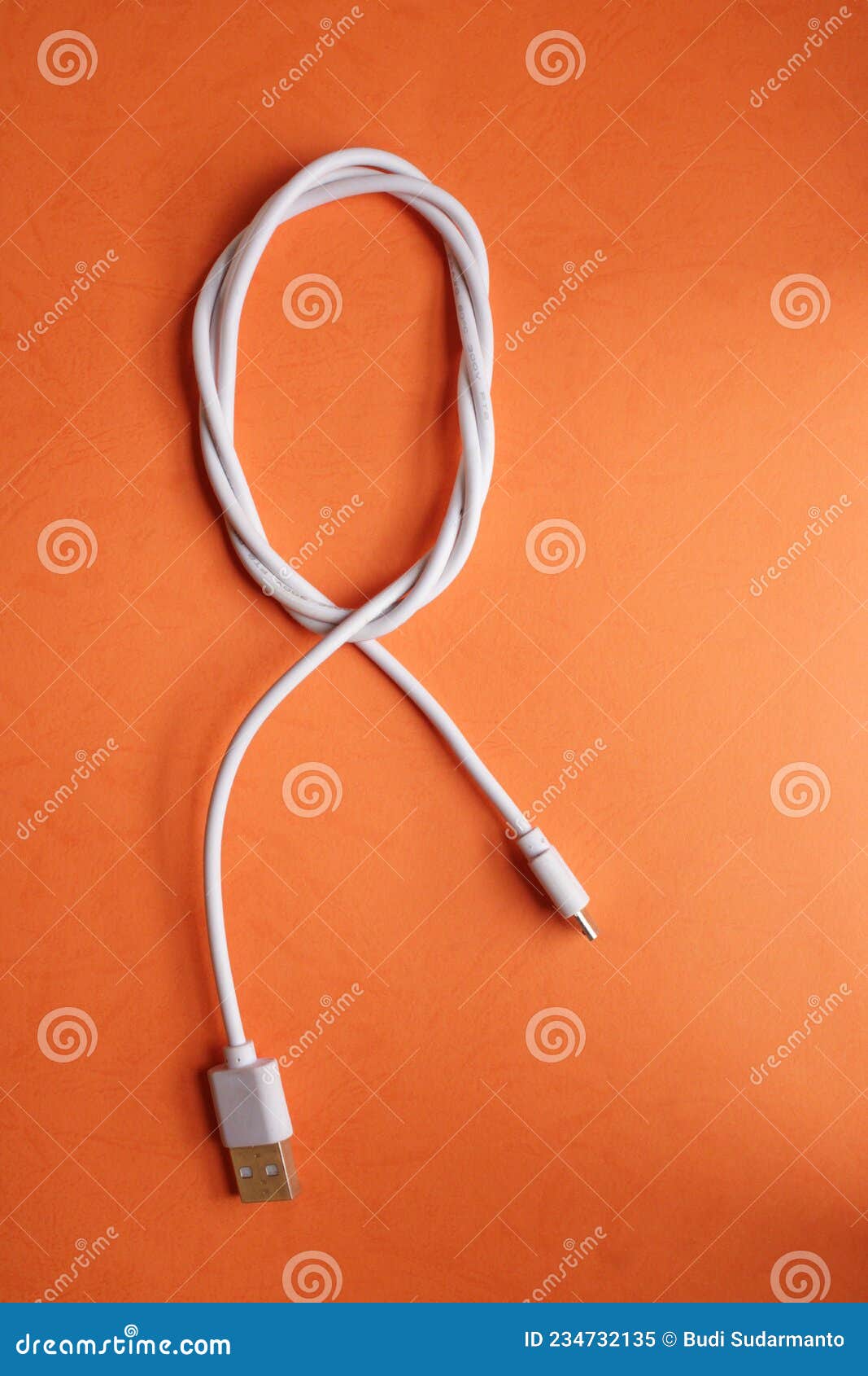 Top View of Usb Cable with Orange Background Stock Image - Image of ...