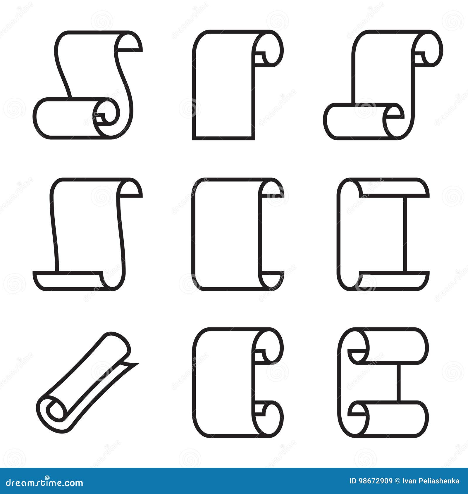 Rollen En Documenten Pictogrammen Stock Illustratie - Illustration of ...