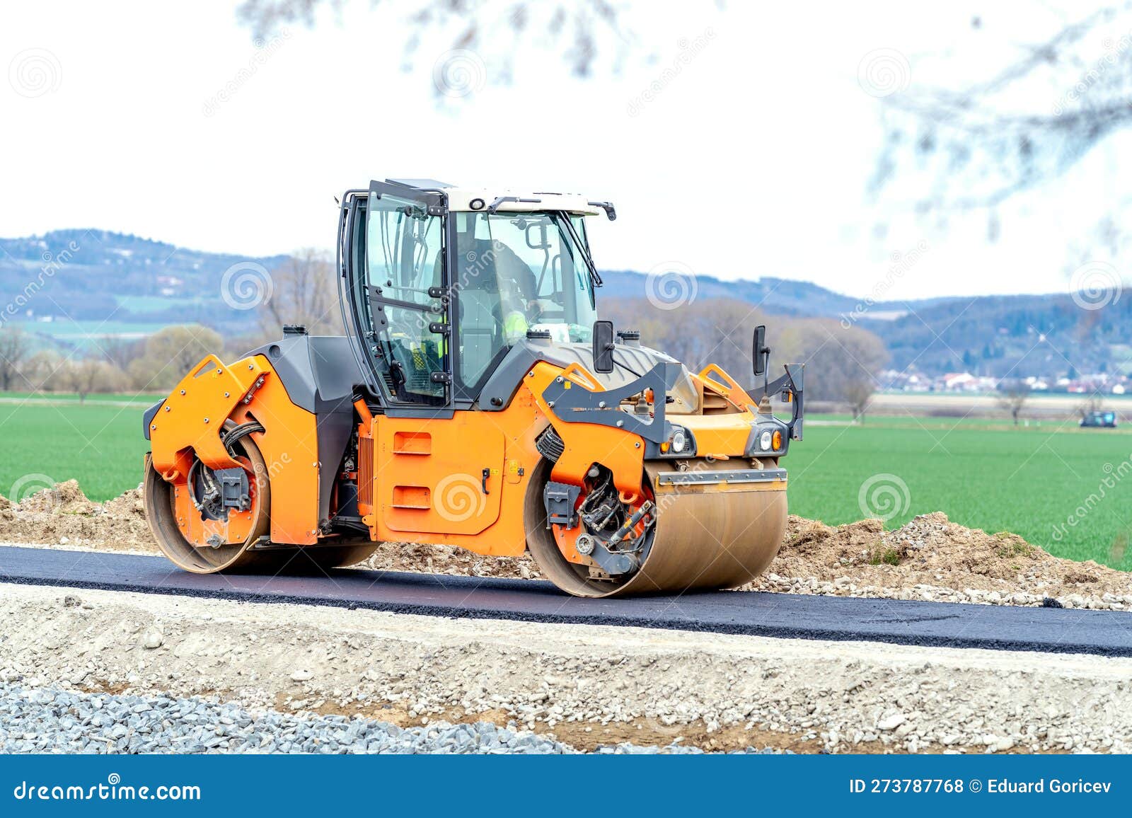 Roller for Asphalt Compaction during the Construction of a New Road and ...