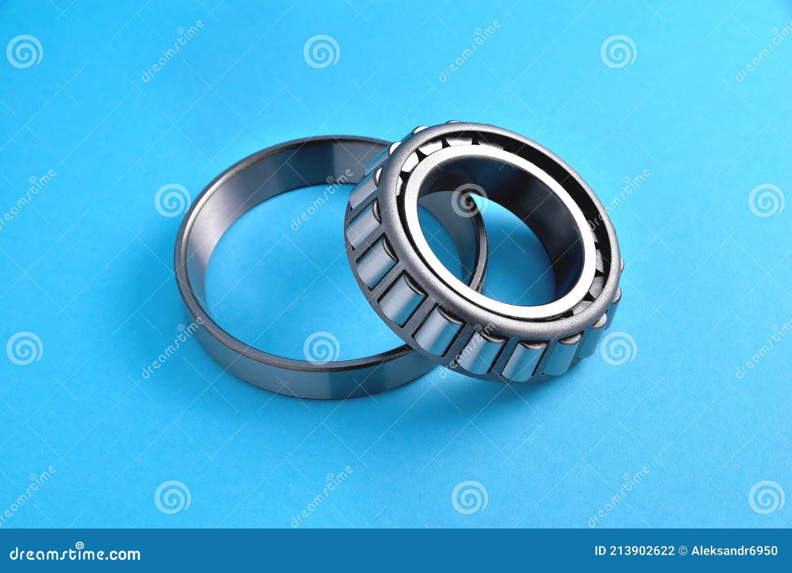 Roller Bearing on Blue Background Top View, Blank for Creativity Stock ...