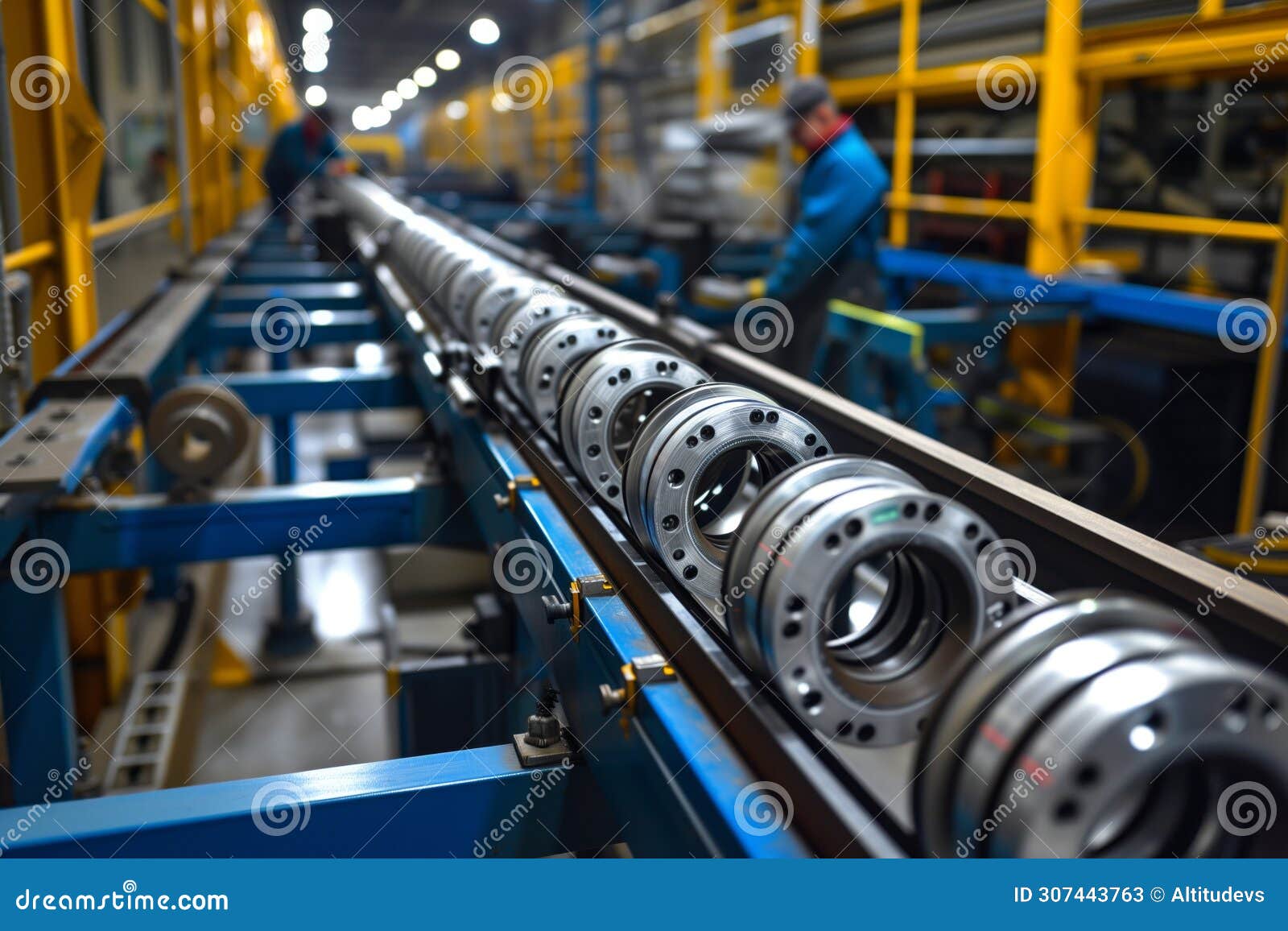 Roller Bearings Assembly Line with Worker Monitoring Stock Image ...