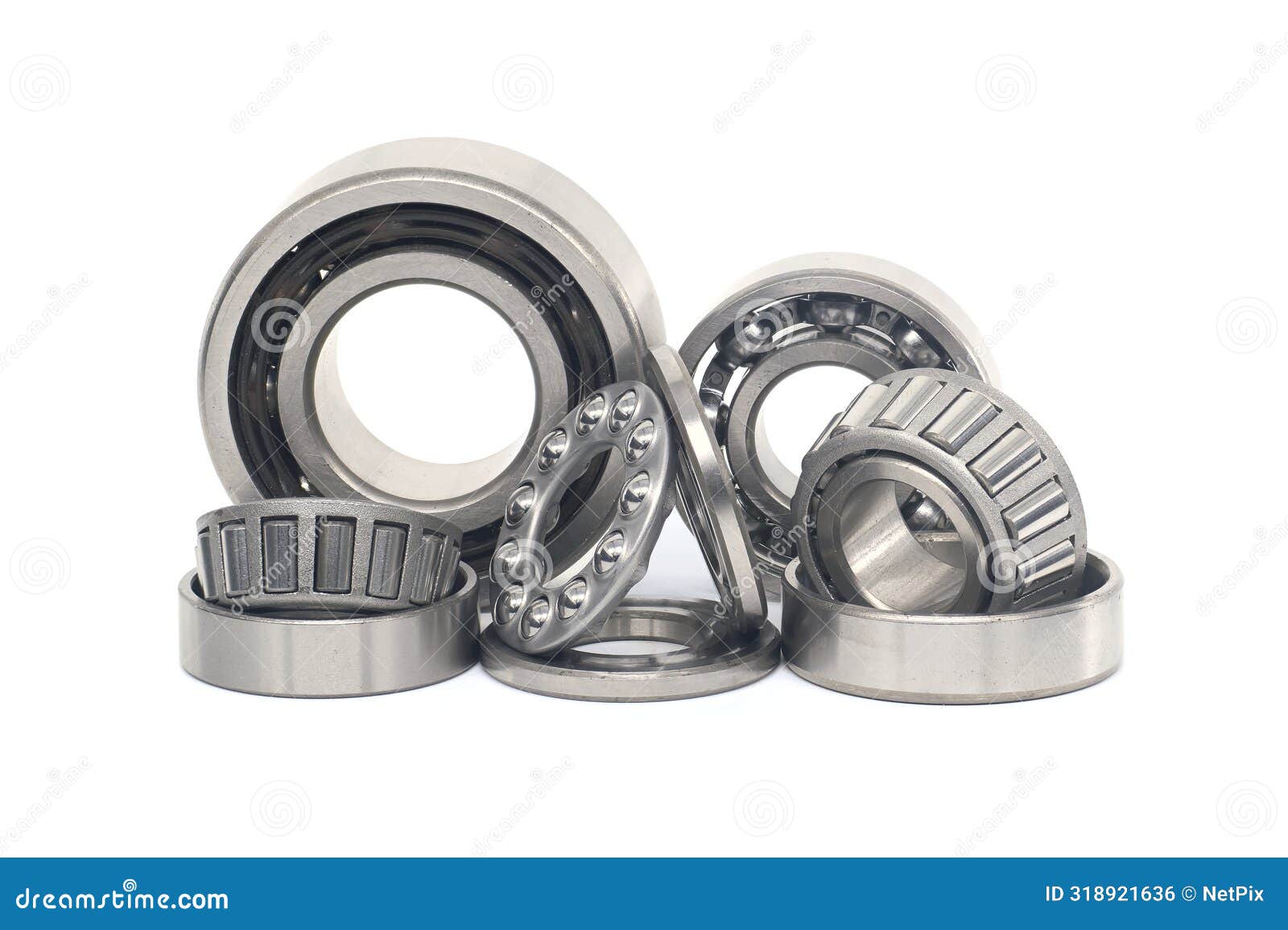 Roller Bearings and Ball Bearings Isolated on White Stock Photo - Image ...