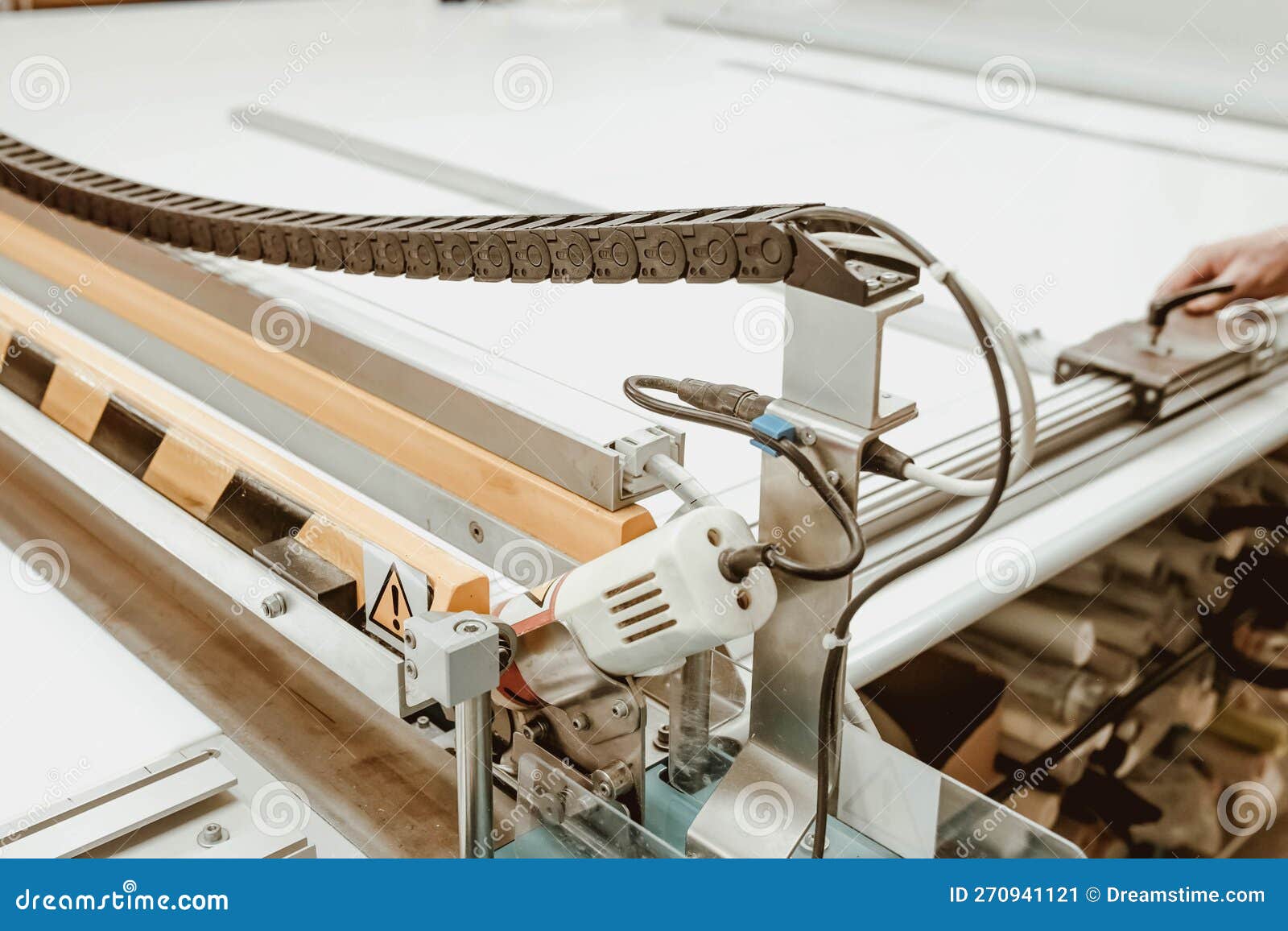 Roller Blind Cutting Machine. the Process of Creating Blinds Stock ...