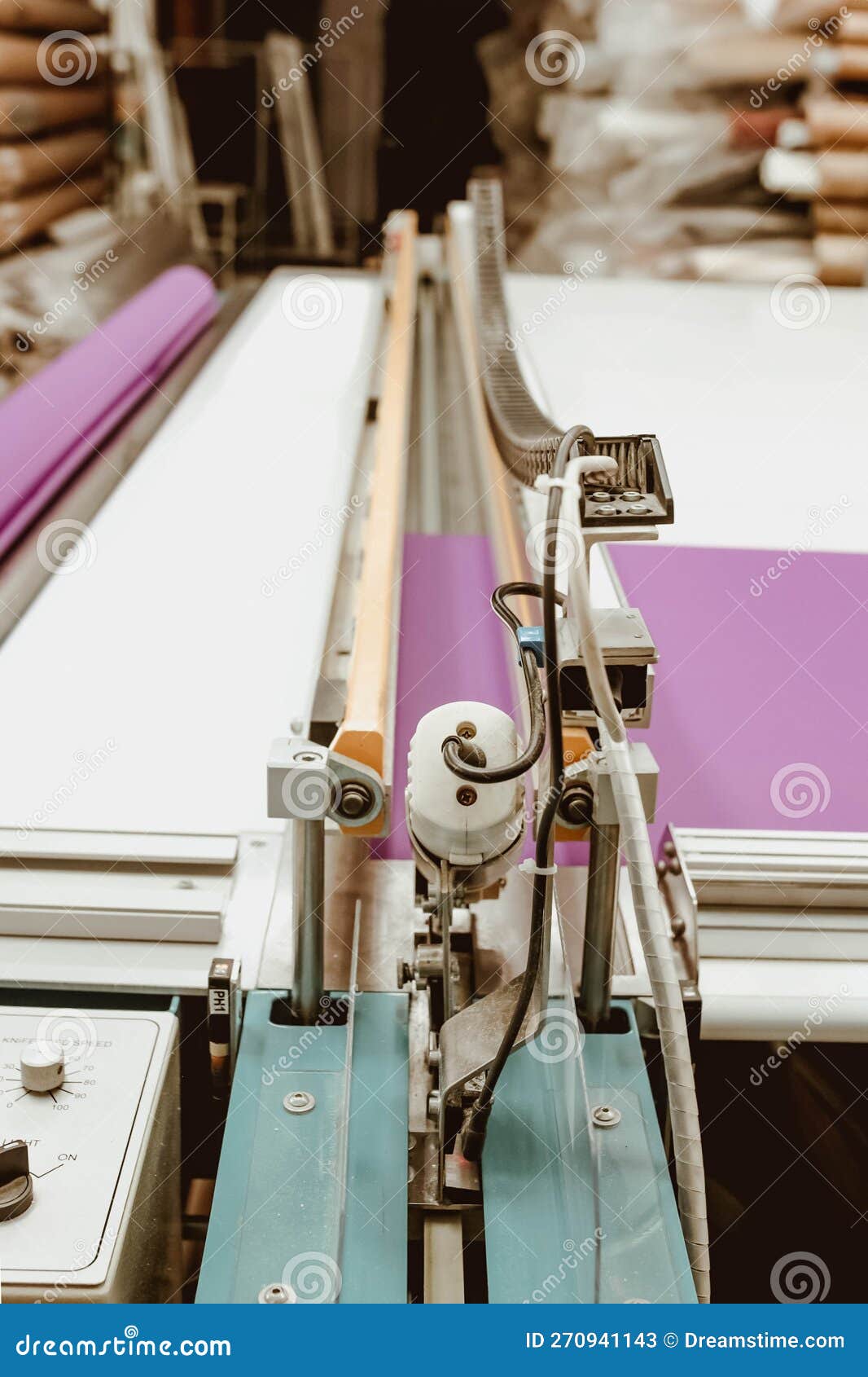 Roller Blind Cutting Machine. the Process of Creating Blinds Stock ...
