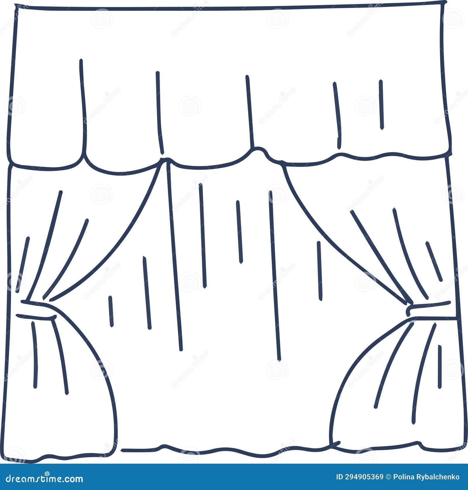 Roller Blinds, Tulle Interior Elements Drawn By Hand Sketch Doodle Set ...