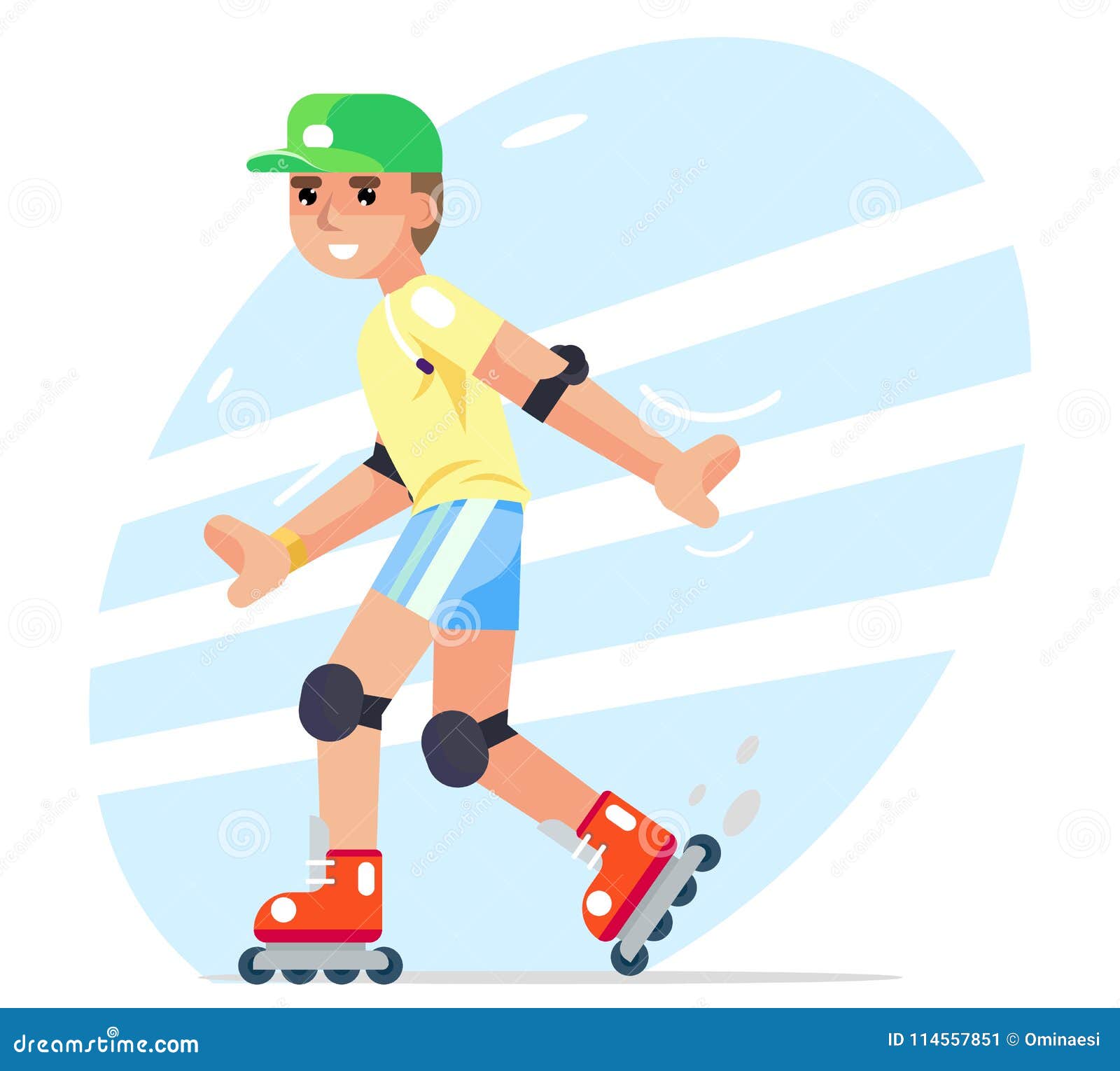 Roller Boy Flat Design Character Vector Illustration Stock Vector ...