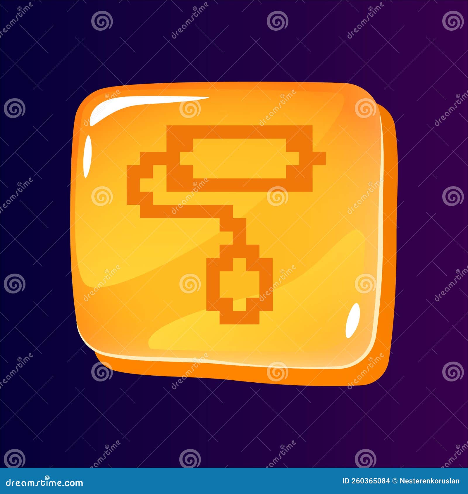 Roller Brush Glossy Ui Button with Pixelated Icon Stock Vector ...