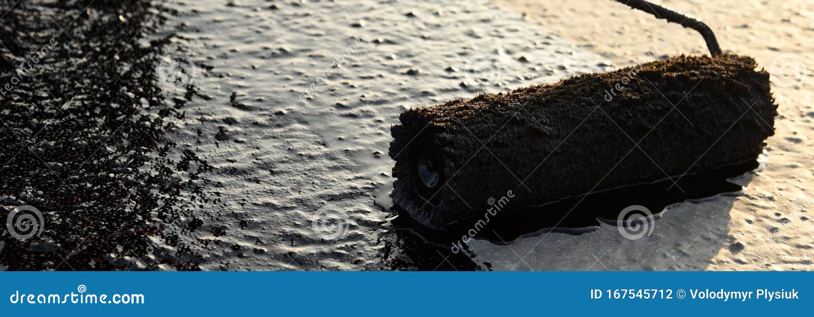 Worker Applies Bitumen Mastic on the Foundation Stock Photo - Image of ...