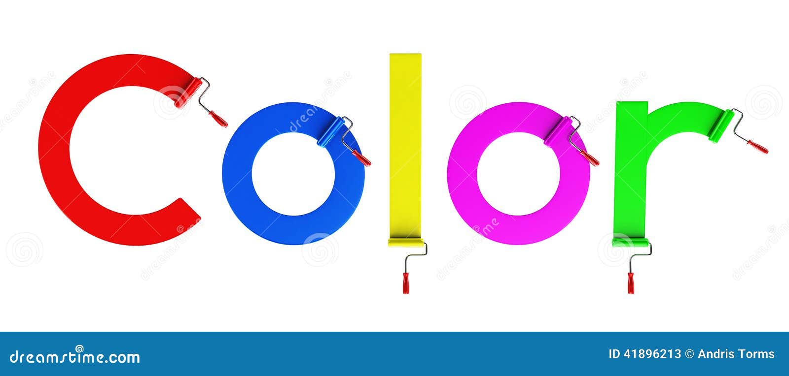 Roller Brush And Word Color, 3d Stock Illustration - Image: 41896213