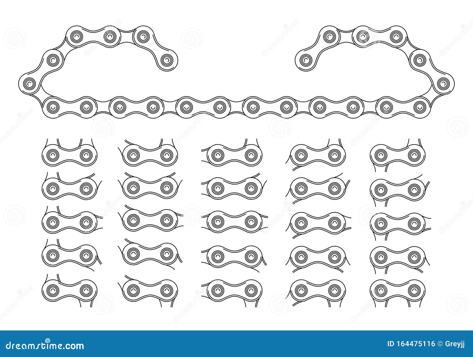 Roller Chain That Used On Bicycles And Motorcycles. Outline Style ...