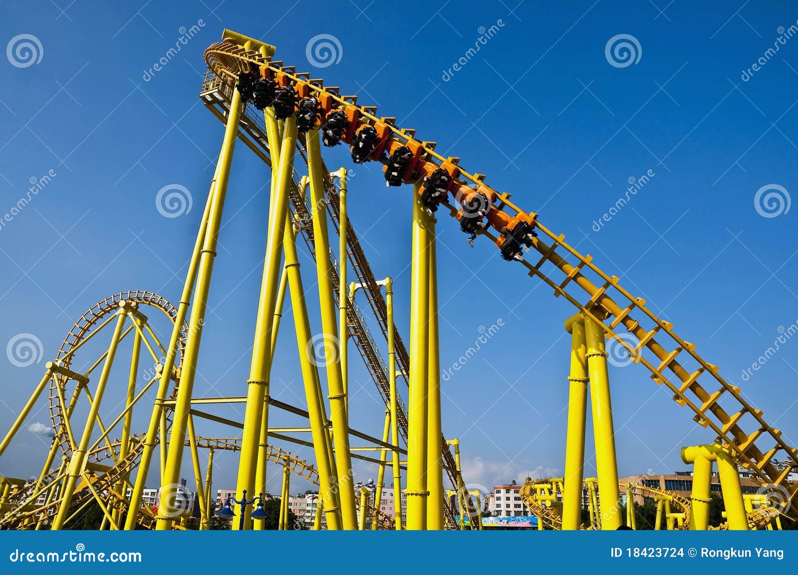 Roller Coaster stock photo. Image of entertainment, yellow - 18423724