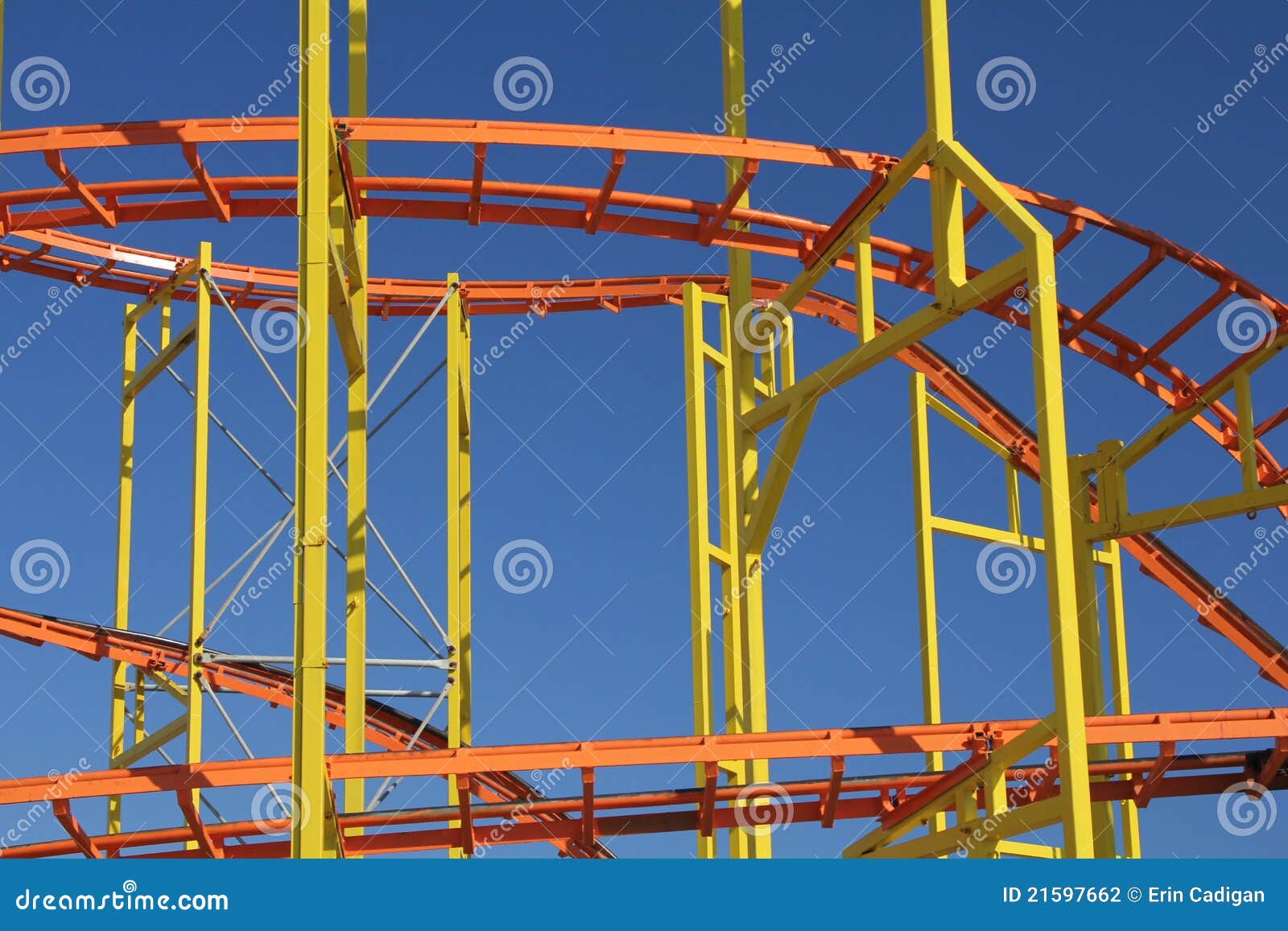 Bright Colored Roller Coaster Against Blue Sky Bac Stock Photo - Image ...