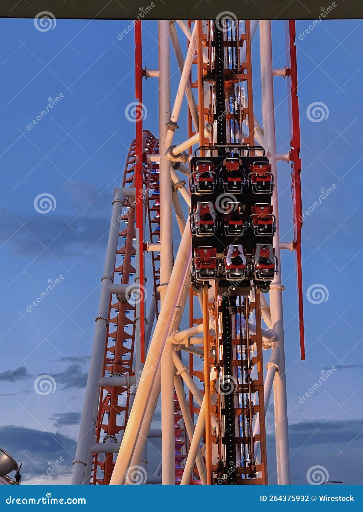Roller Coaster Against the Blue Sky on the Sunset Stock Photo - Image ...